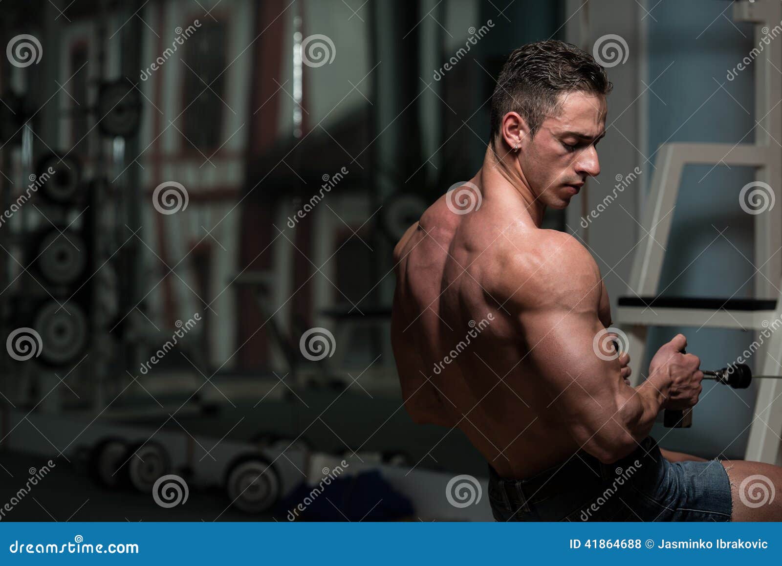Young Male Doing Back Exercises in the Gym Stock Photo - Image of body ...