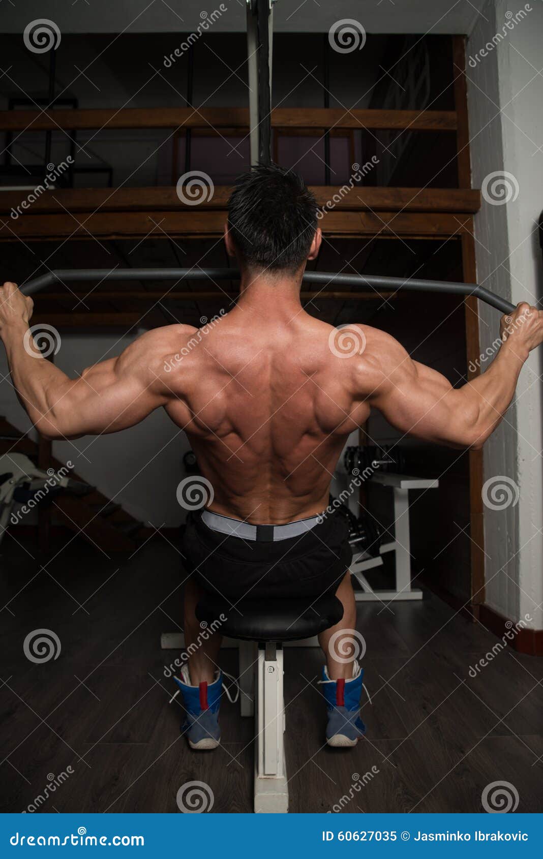 Young Male Doing Back Exercises in the Gym Stock Image - Image of ...