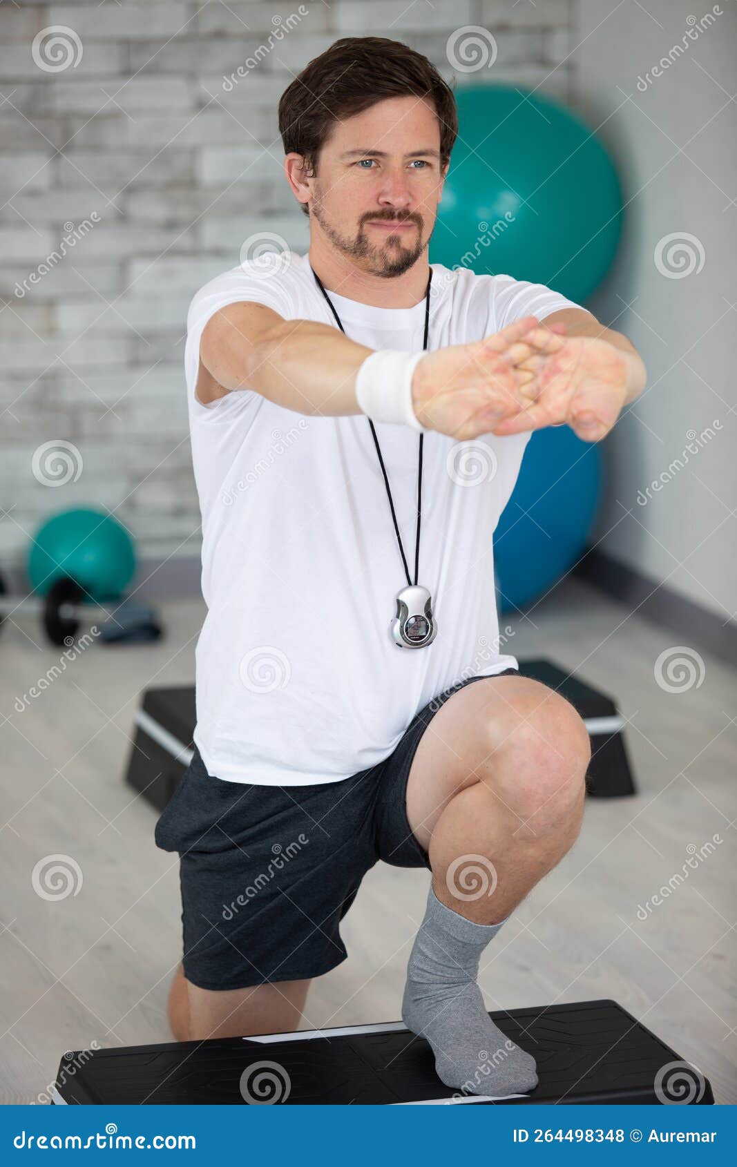 Young Male Doing Step Exercises Stock Photo - Image of muscularaction ...