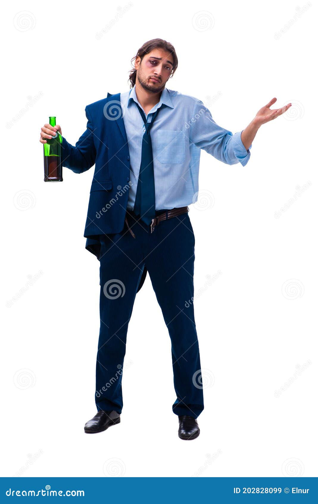 Young Male Employee Alcoholic Isolated on White Stock Image - Image of ...