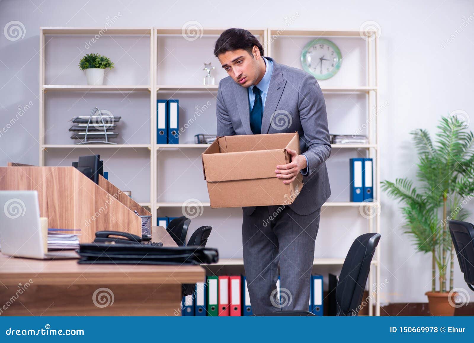 The Young Male Employee Being Fired from His Work Stock Photo - Image ...