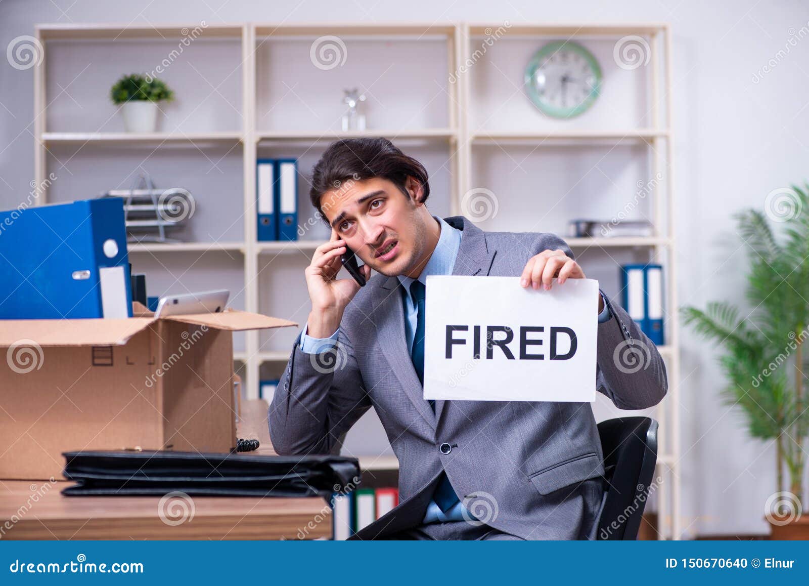 The Young Male Employee Being Fired from His Work Stock Photo - Image ...