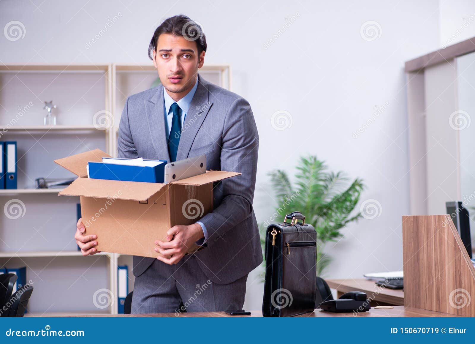 The Young Male Employee Being Fired from His Work Stock Image - Image ...