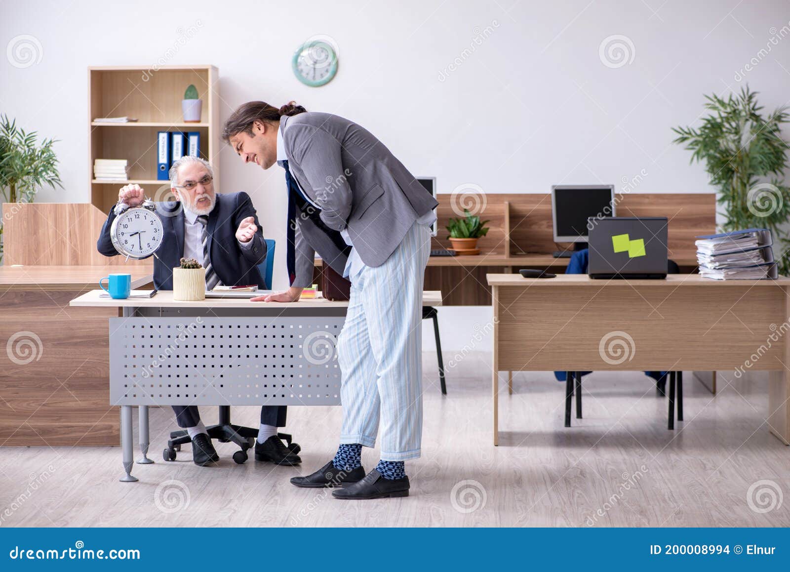 Young Male Employee Being Late for Work Stock Photo - Image of ...