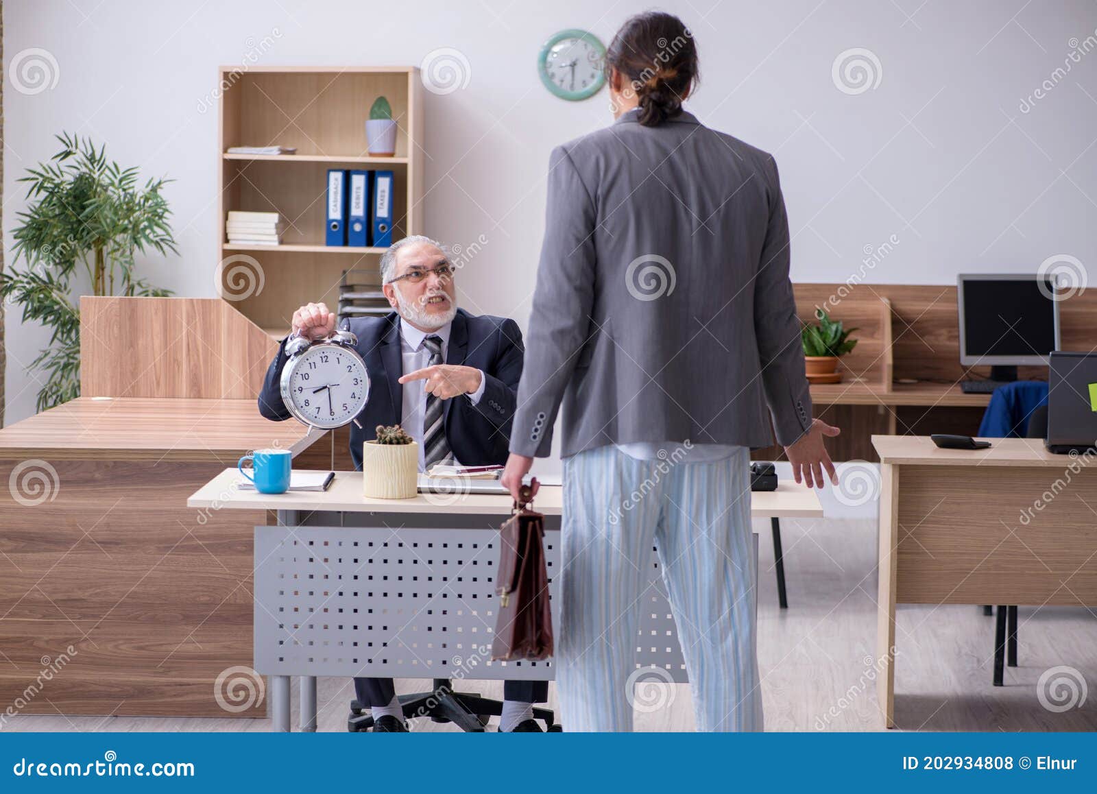 Young Male Employee Being Late for Work Stock Photo - Image of ...