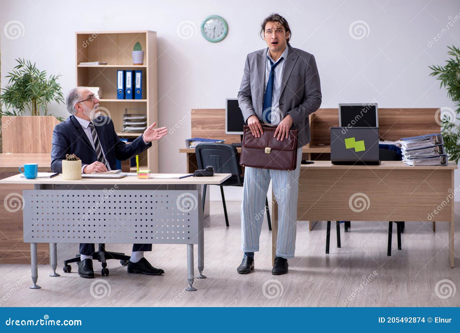 Young Male Employee Being Late for Work Stock Photo - Image of lazy ...