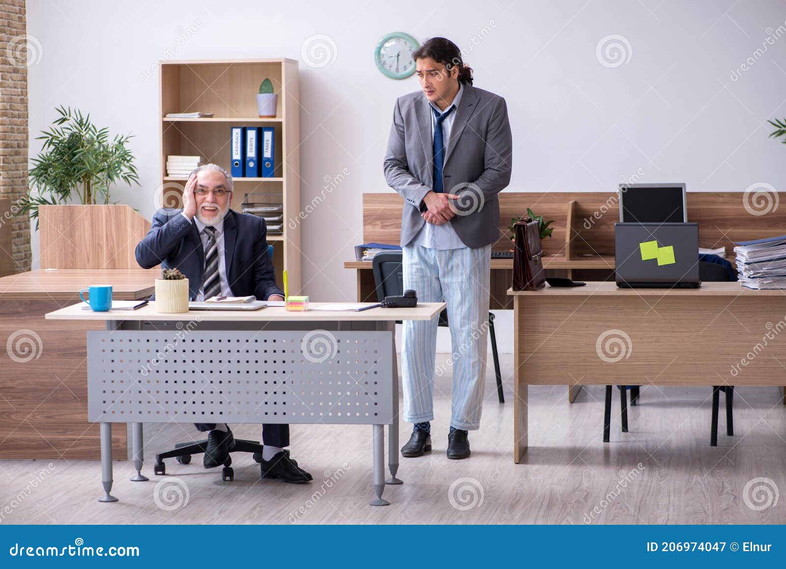Young Male Employee Being Late for Work Stock Image - Image of auditor ...