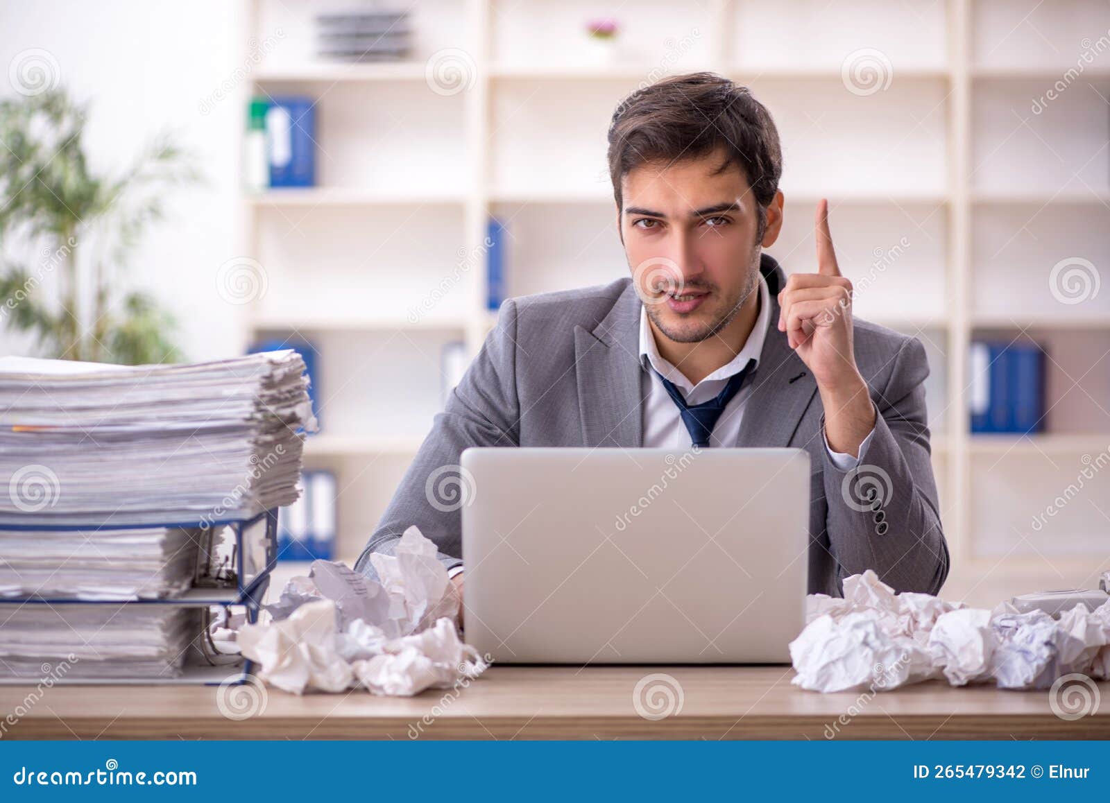 Young Male Employee in Brainstorming Concept Stock Photo - Image of ...