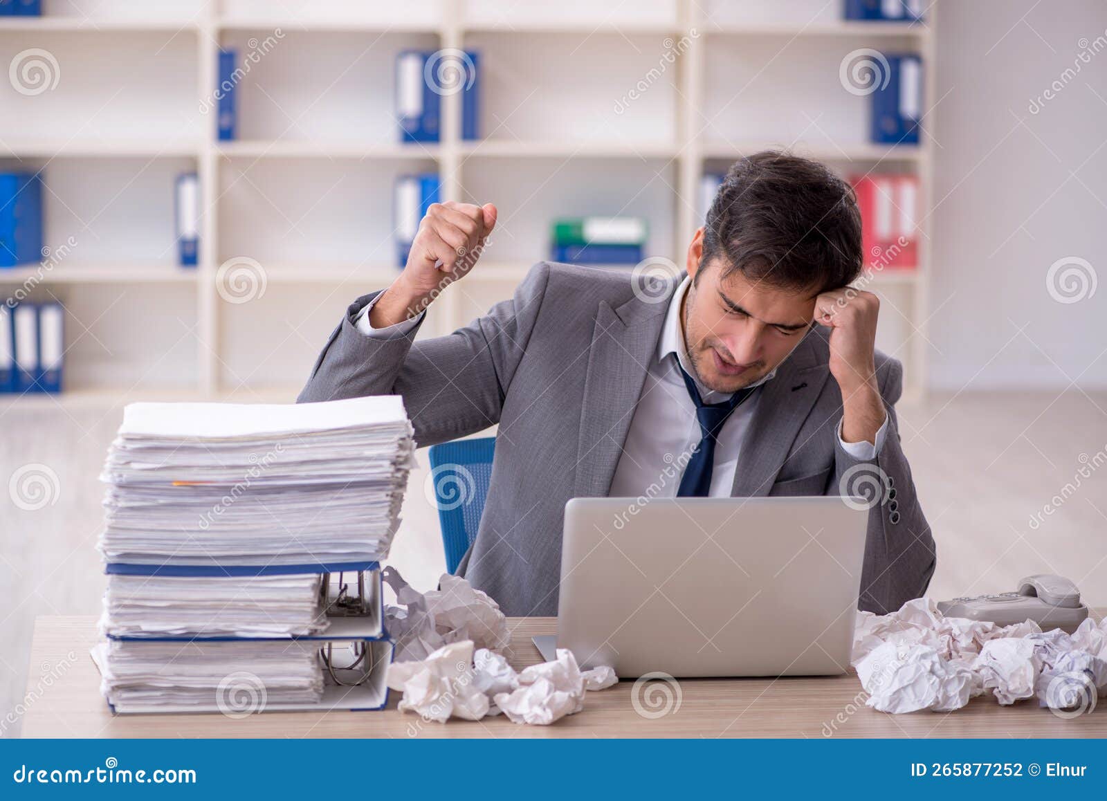 Young Male Employee in Brainstorming Concept Stock Photo - Image of ...