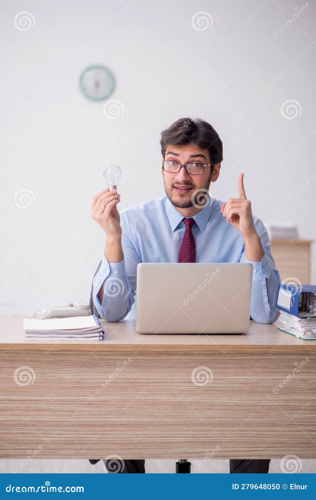 Young Male Employee in Brainstorming Concept Stock Photo - Image of ...