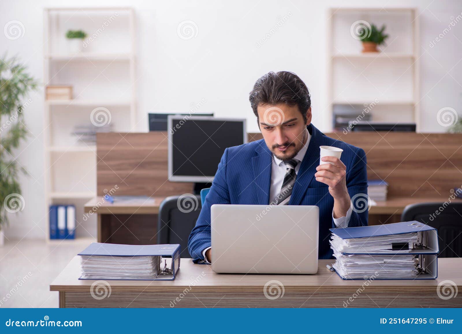 Young Male Employee Drinking Coffee during Break Stock Image - Image of ...