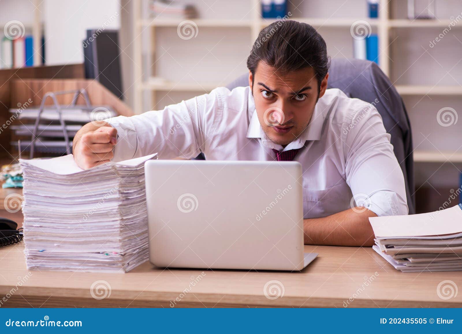 Young Male Employee Extremely Tired with Excessive Work Stock Image ...