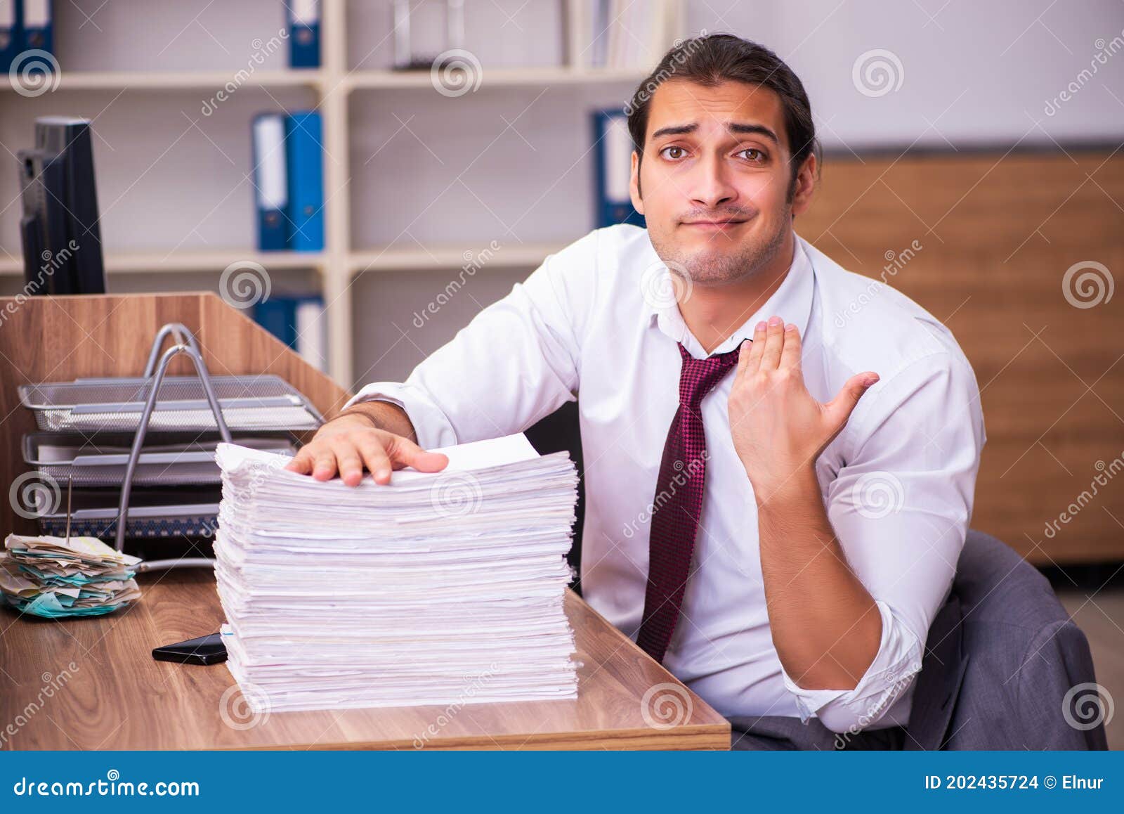 Young Male Employee Extremely Tired with Excessive Work Stock Photo ...