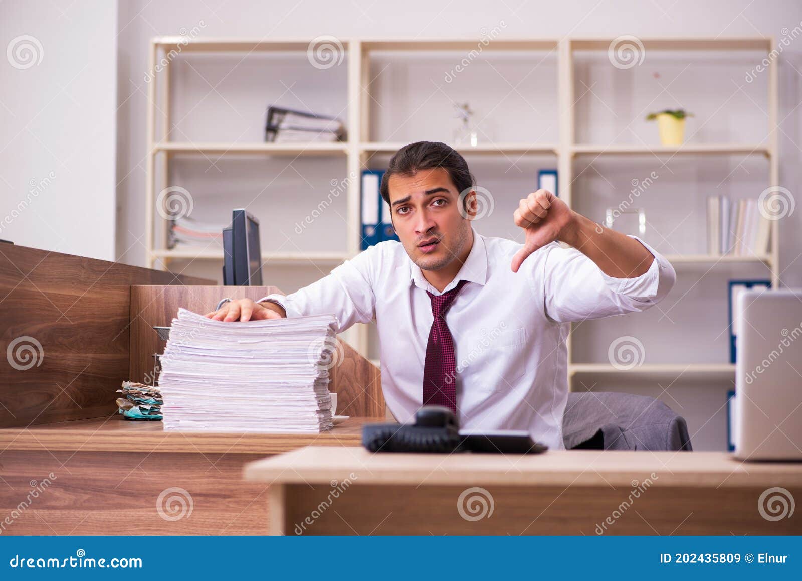 Young Male Employee Extremely Tired with Excessive Work Stock Image ...