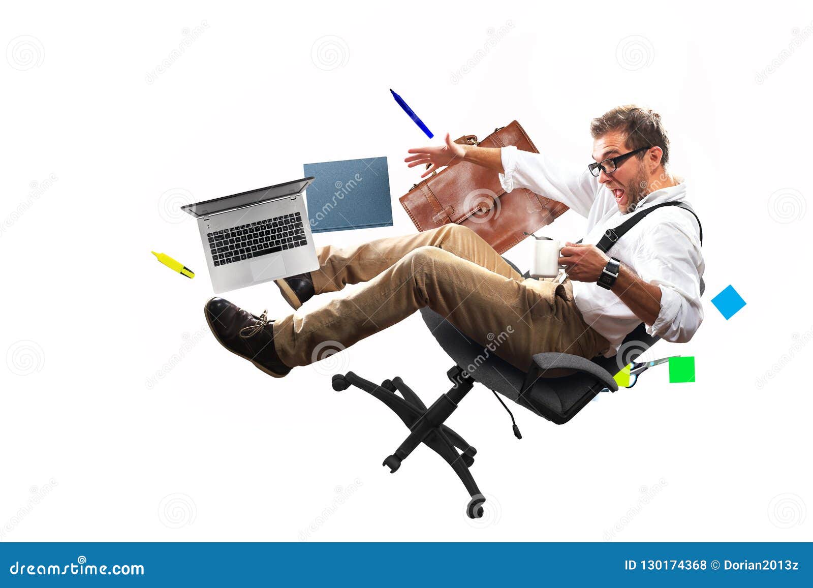 Young Male Employee is Falling Stock Photo - Image of brainstorm ...