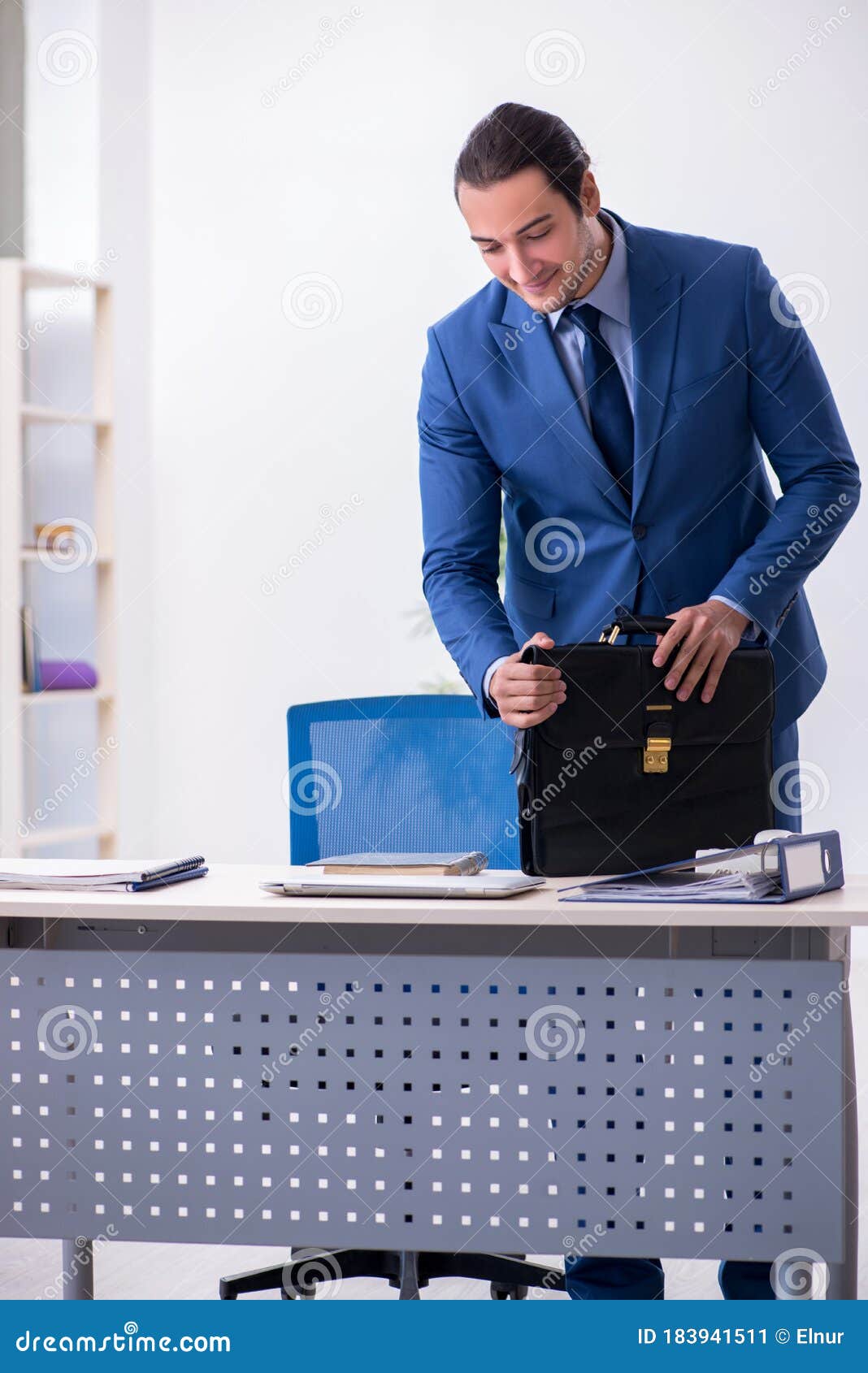Young Male Employee in the Office Stock Image - Image of enjoying ...