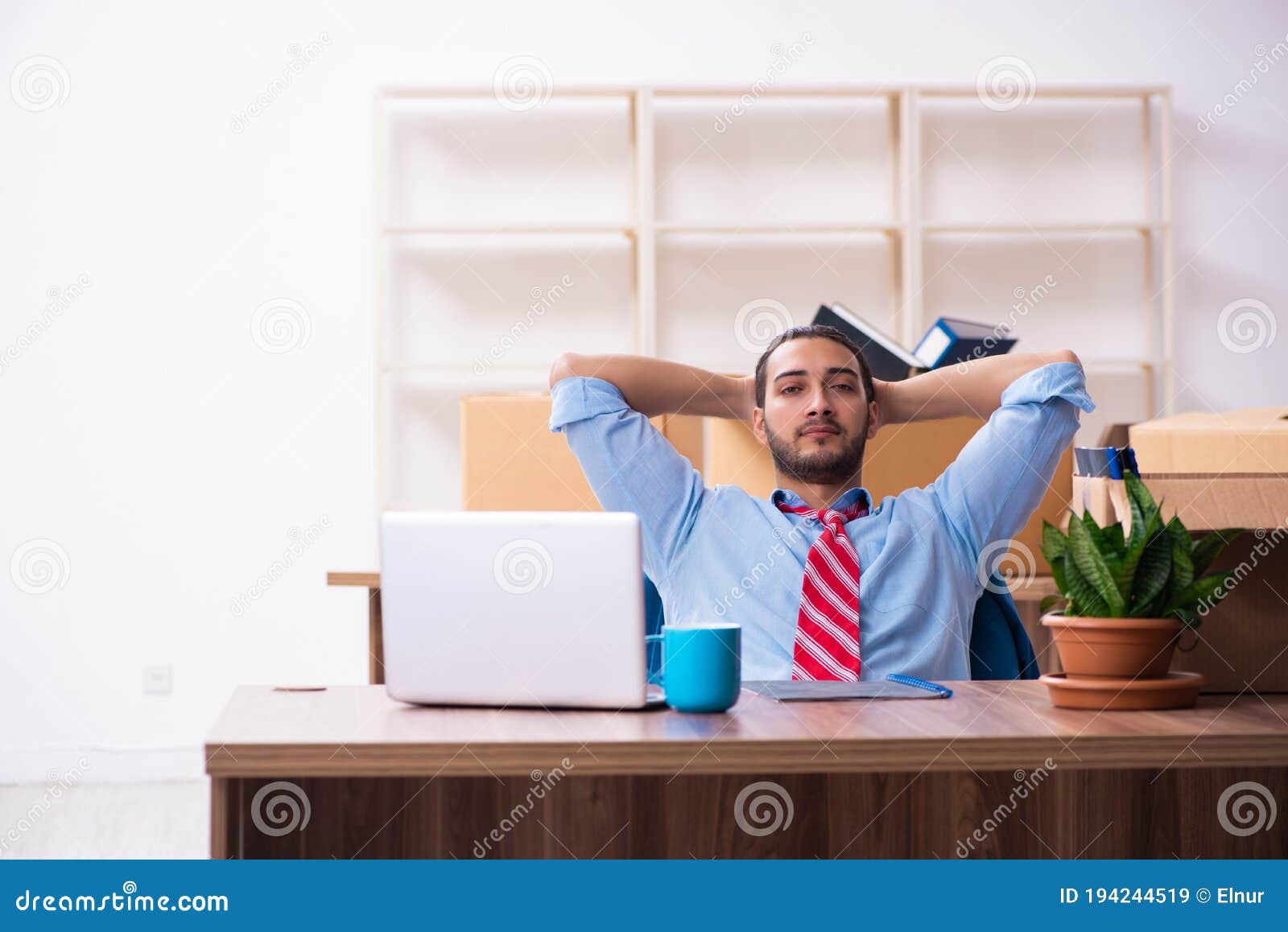 Young Male Employee in Relocation Concept Stock Image - Image of layoff ...