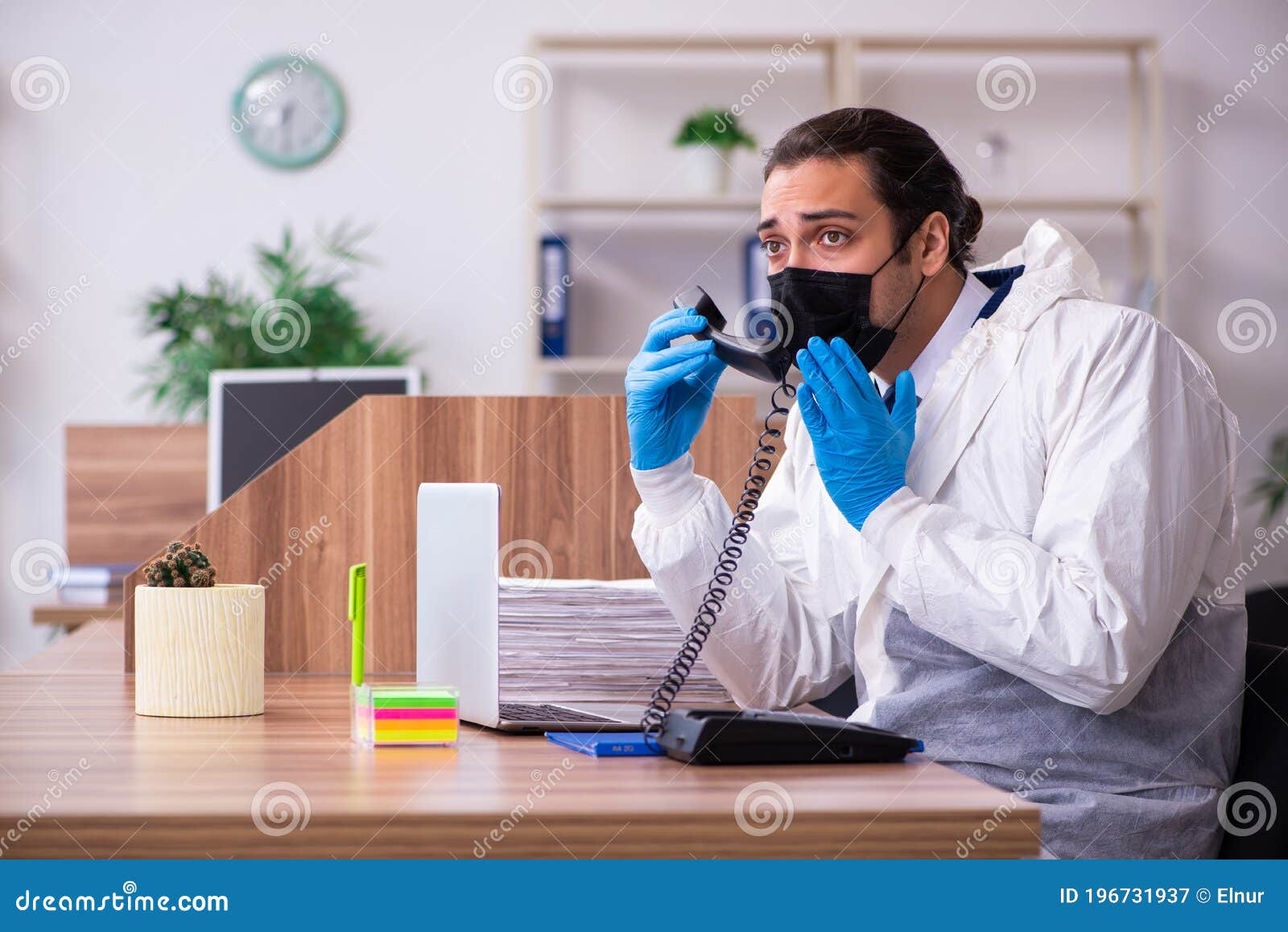 Young Male Employee in Self-isolation Concept Stock Image - Image of ...