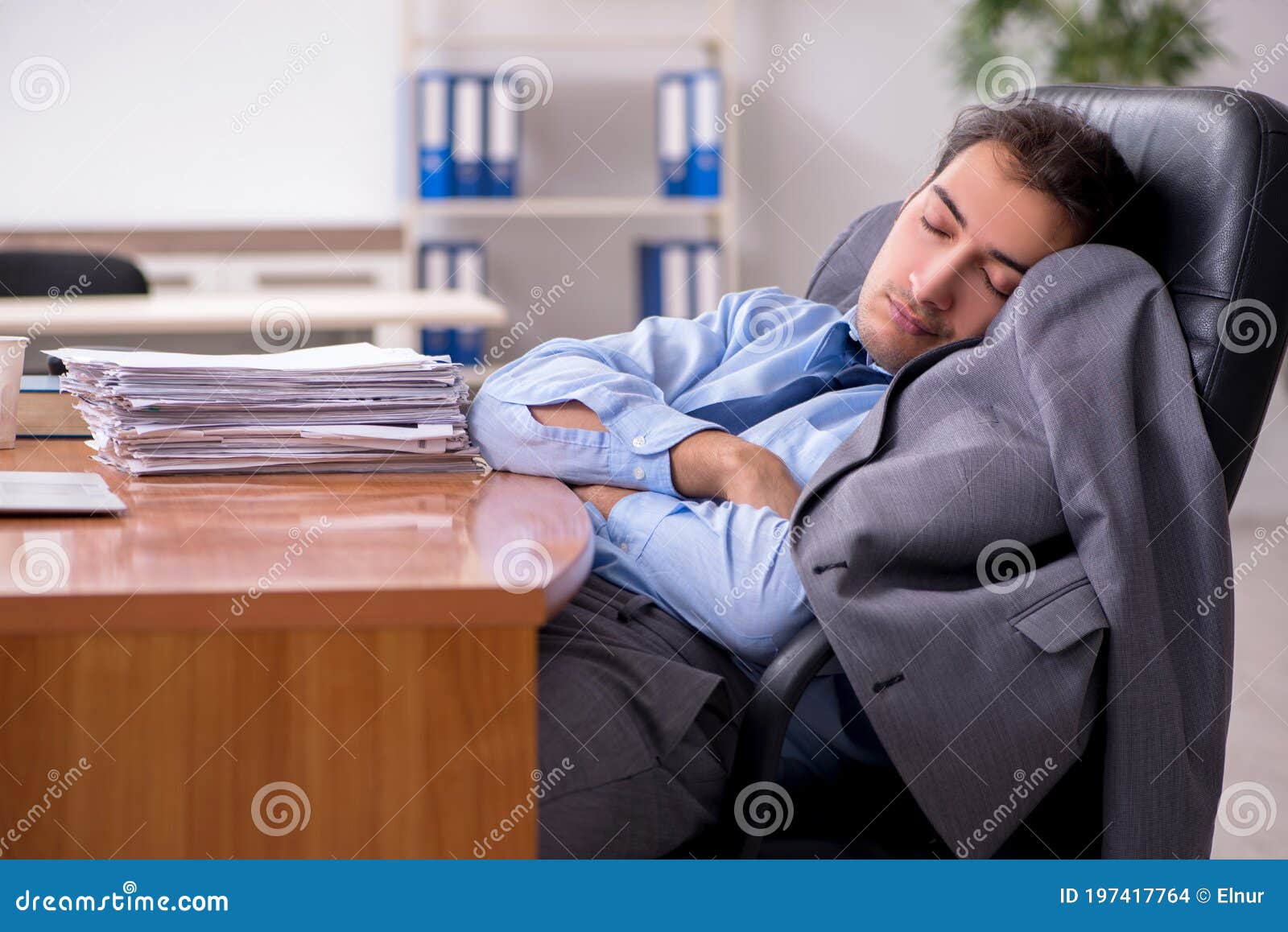 Young Male Employee Sleeping in the Office Stock Photo - Image of ...