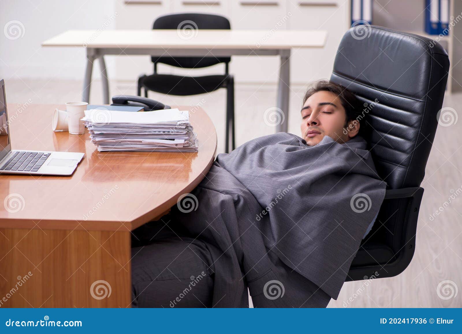 Young Male Employee Sleeping in the Office Stock Photo - Image of ...