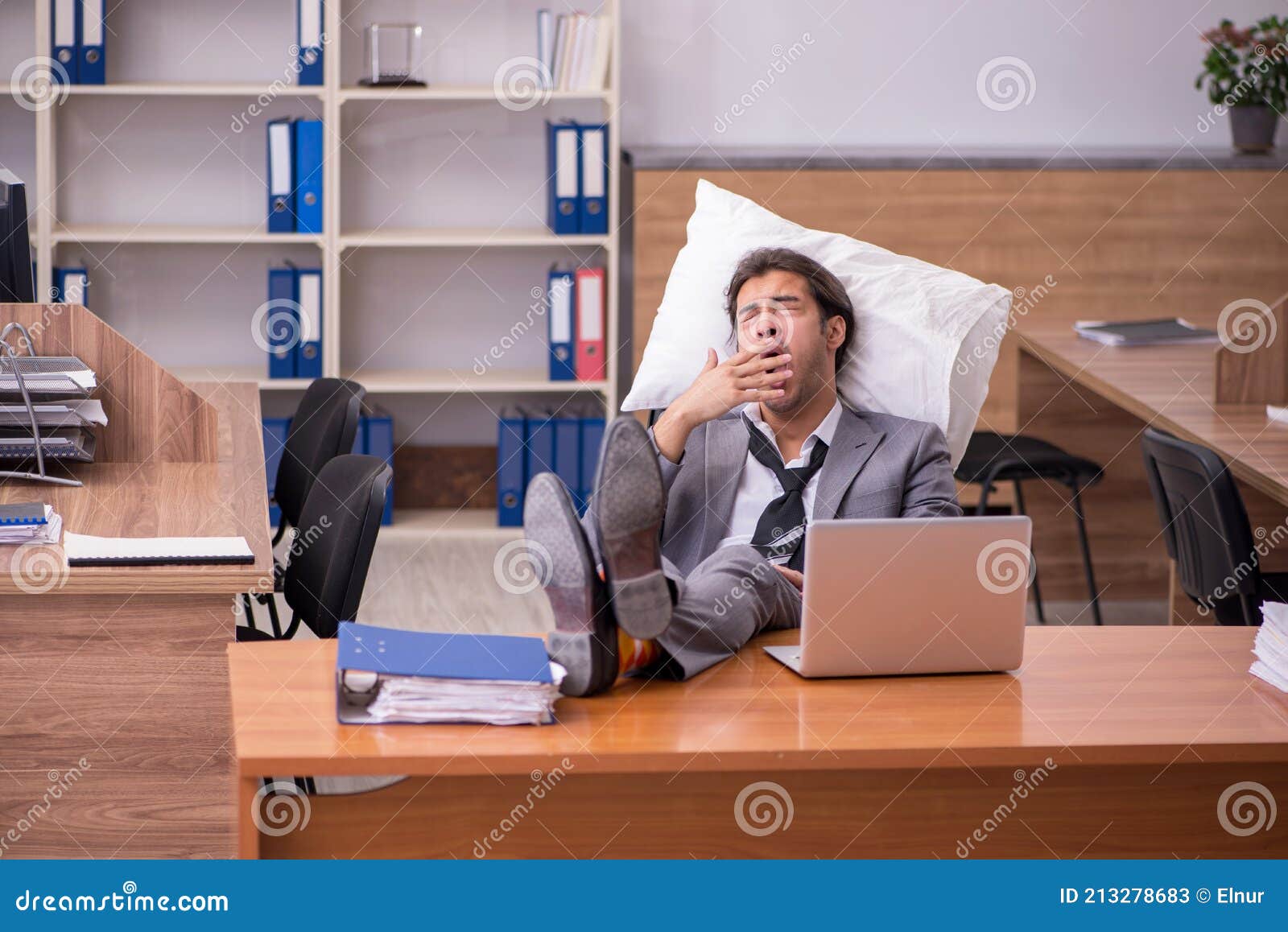 Young Male Employee Sleeping at Workplace Stock Image - Image of shift ...