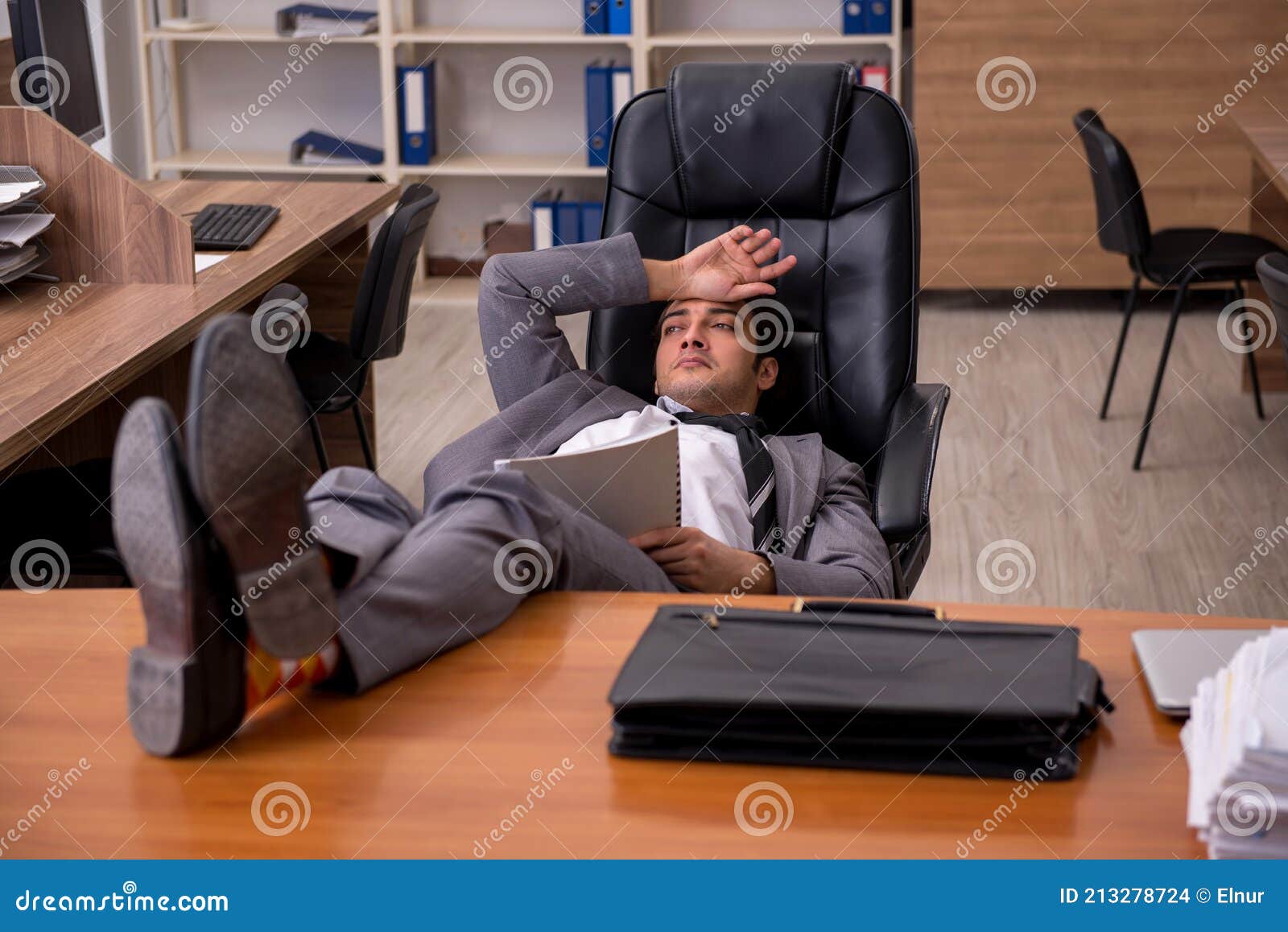 Young Male Employee Sleeping at Workplace Stock Photo - Image of ...
