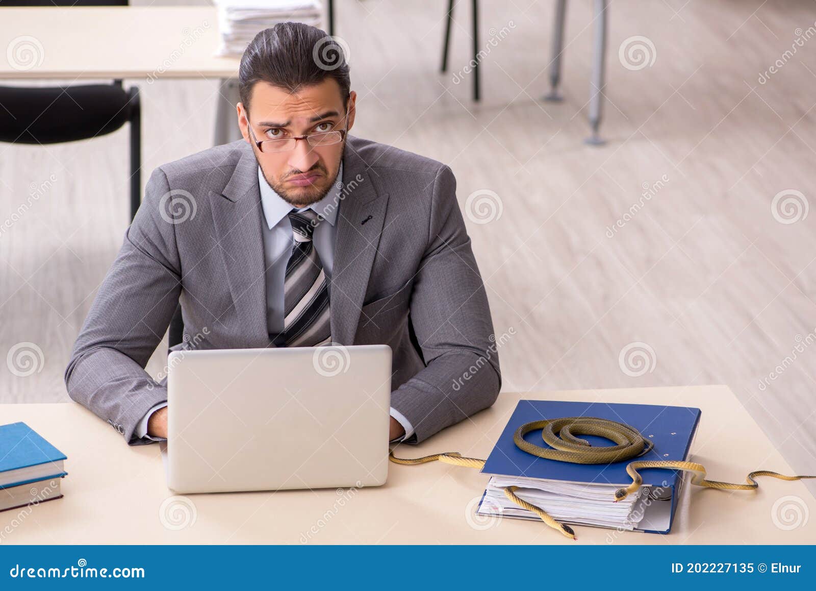 Young Male Employee with Snake in the Office Stock Image - Image of ...