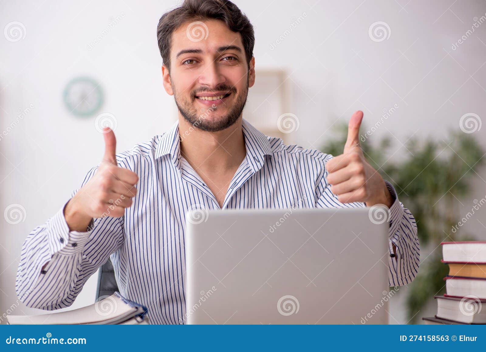 Young Male Employee Student Working in the Office Stock Image - Image ...