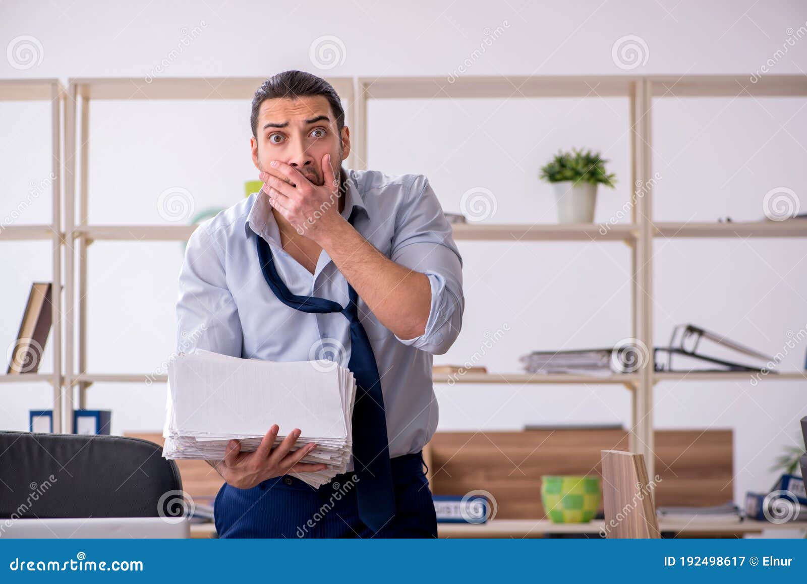 Young Male Employee Unhappy with Excessive Work Stock Image - Image of ...