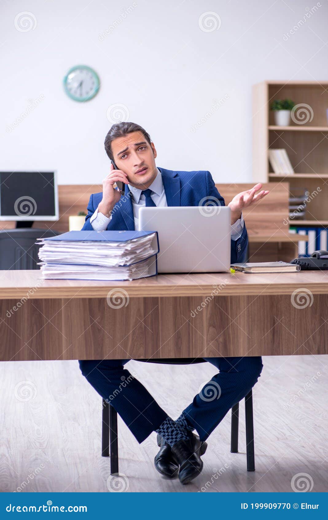 Young Male Employee Unhappy with Excessive Work Stock Photo - Image of ...