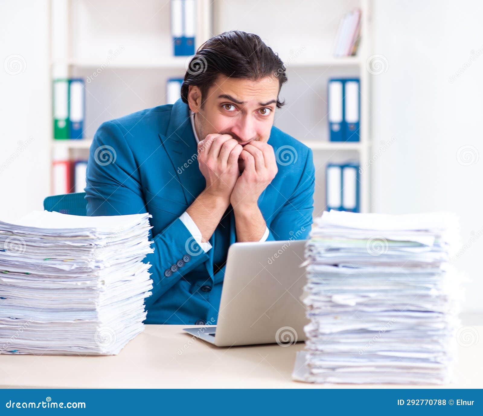 Young Male Employee Unhappy with Excessive Work Stock Photo - Image of ...