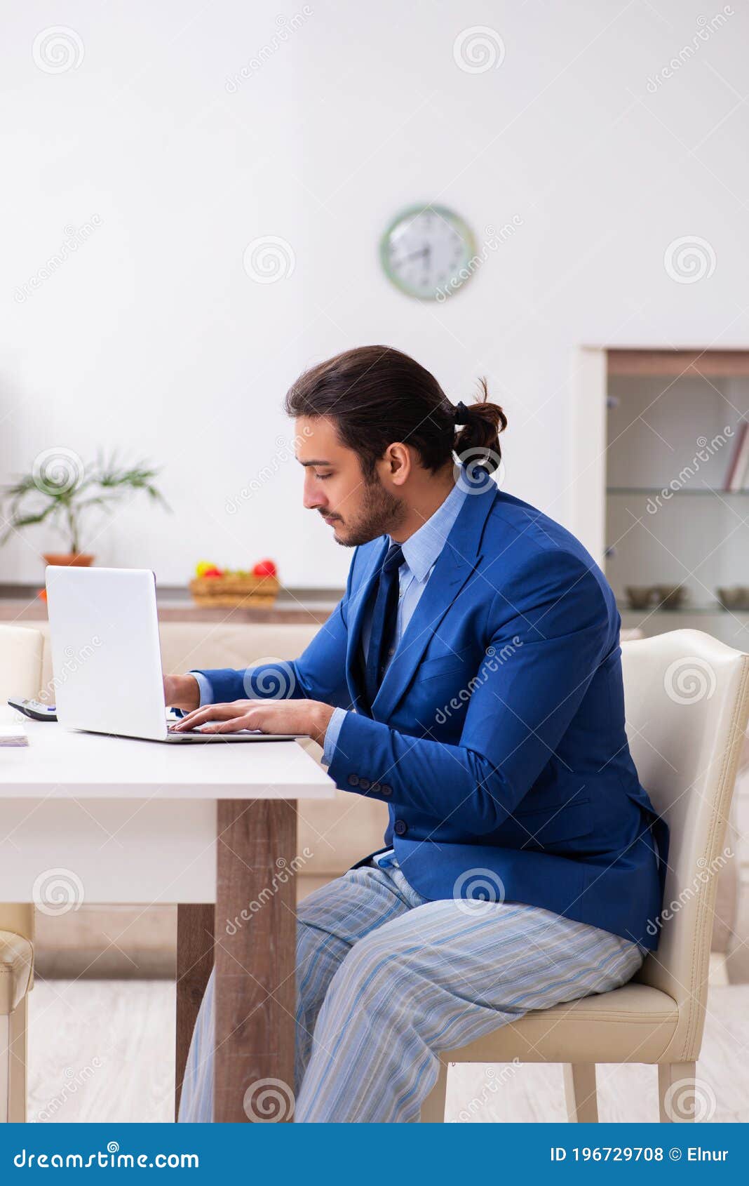 Young Male Employee Working from House in Self-isolation Concept Stock ...