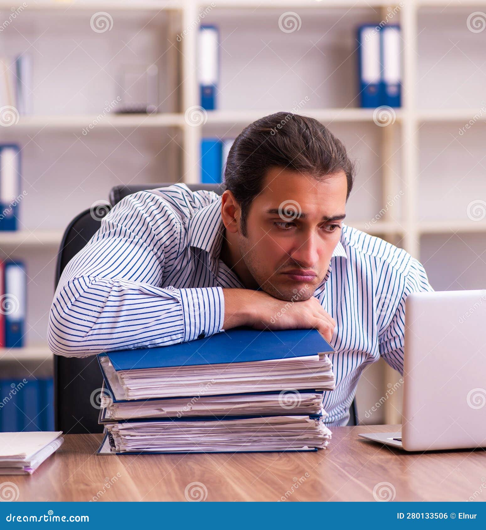 Young Male Employee Working in the Office Stock Photo - Image of ...