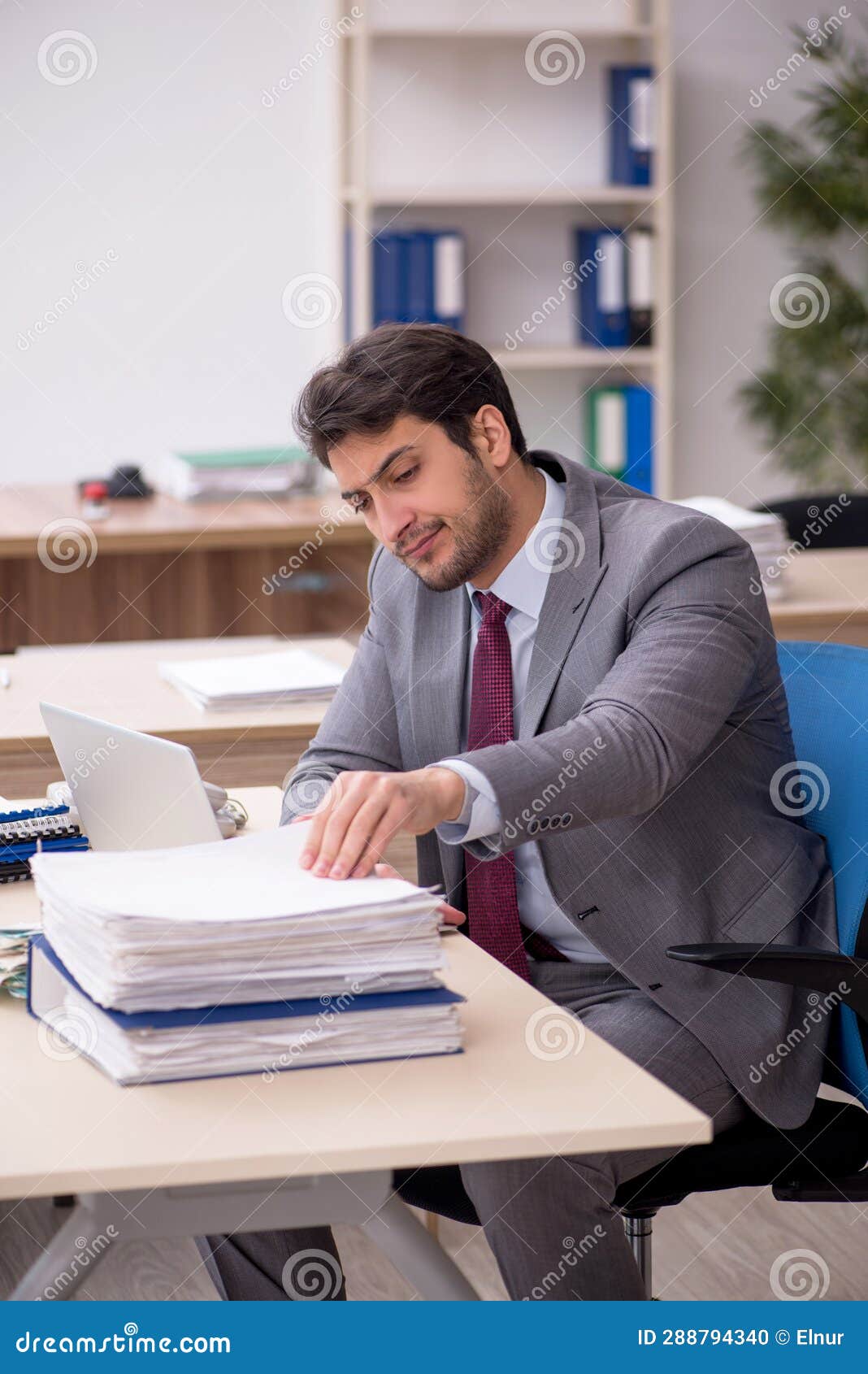 Young Male Employee Working in the Office Stock Photo - Image of return ...