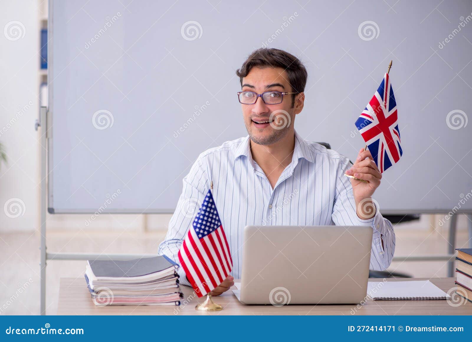 Young Male English Language Teacher in the Classroom Stock Image ...