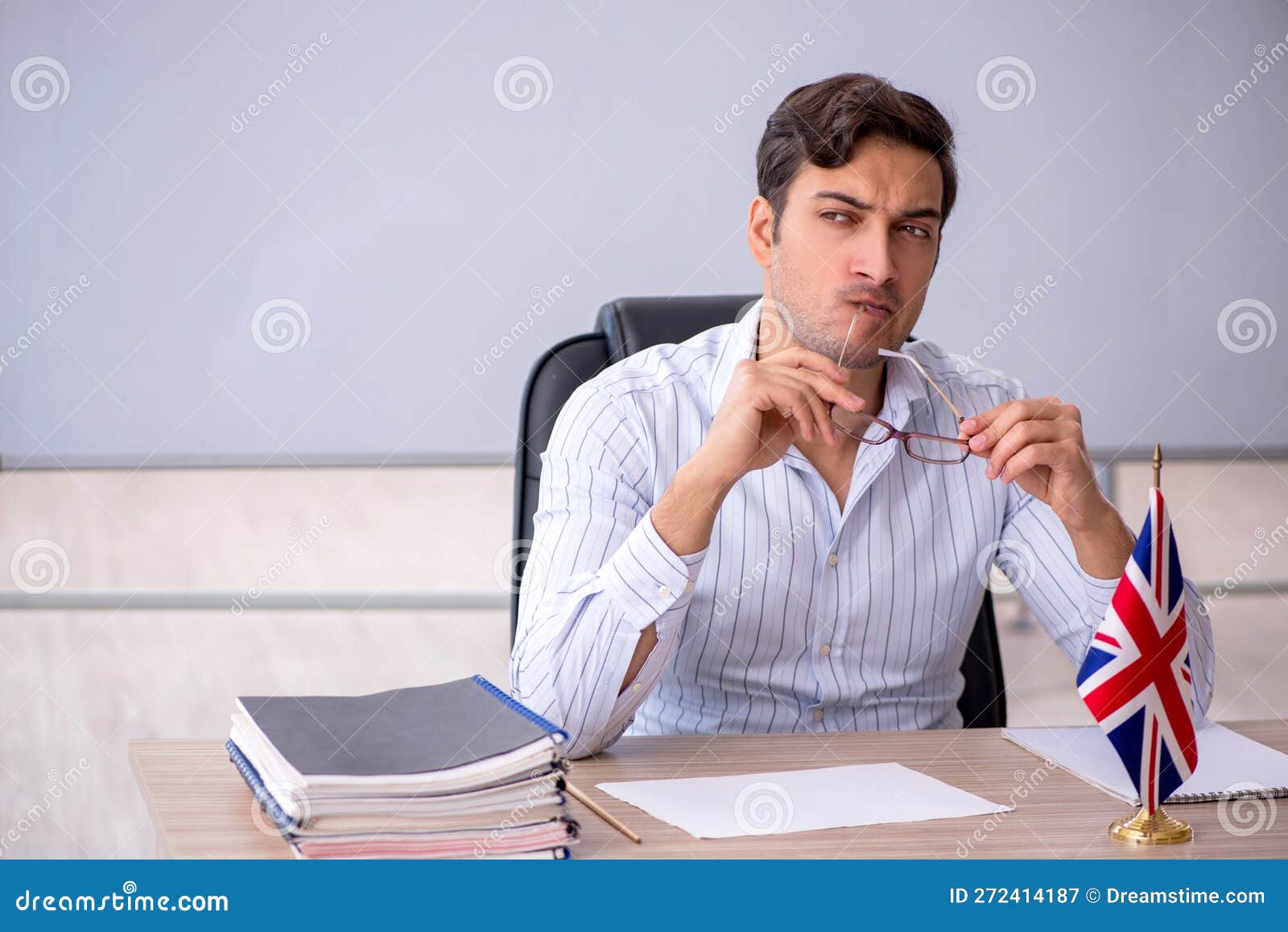 Young Male English Language Teacher in the Classroom Stock Image ...