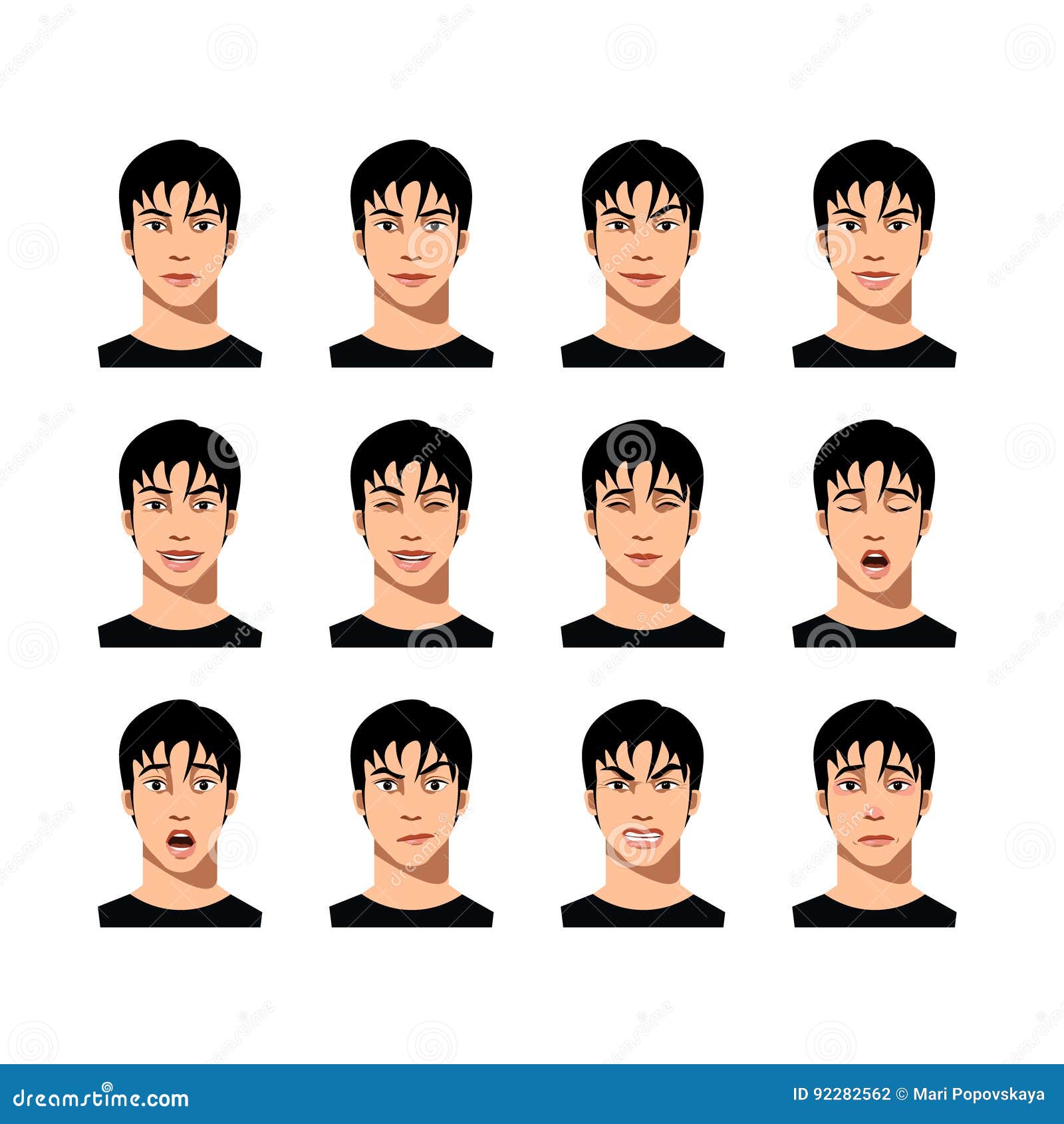 Young Male Face Expression Set Stock Vector - Illustration of people ...