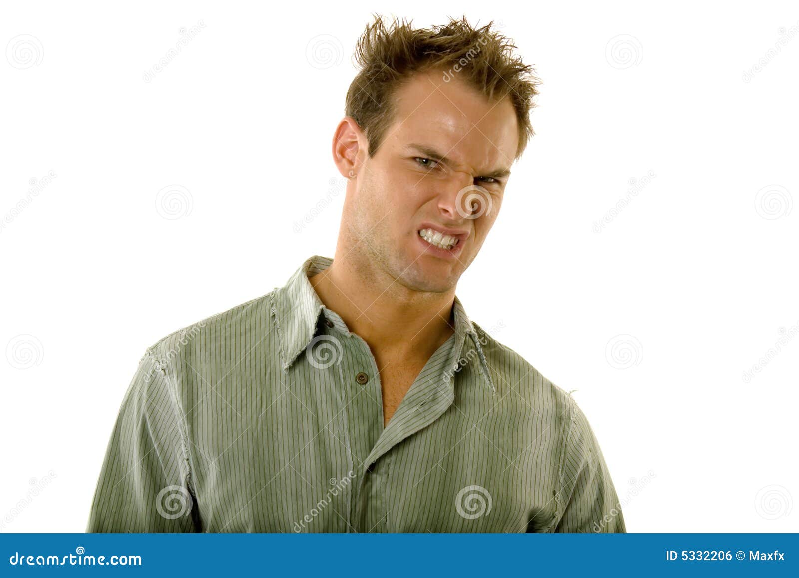 Young Male with Facial Expression Stock Photo - Image of shirt, busy ...