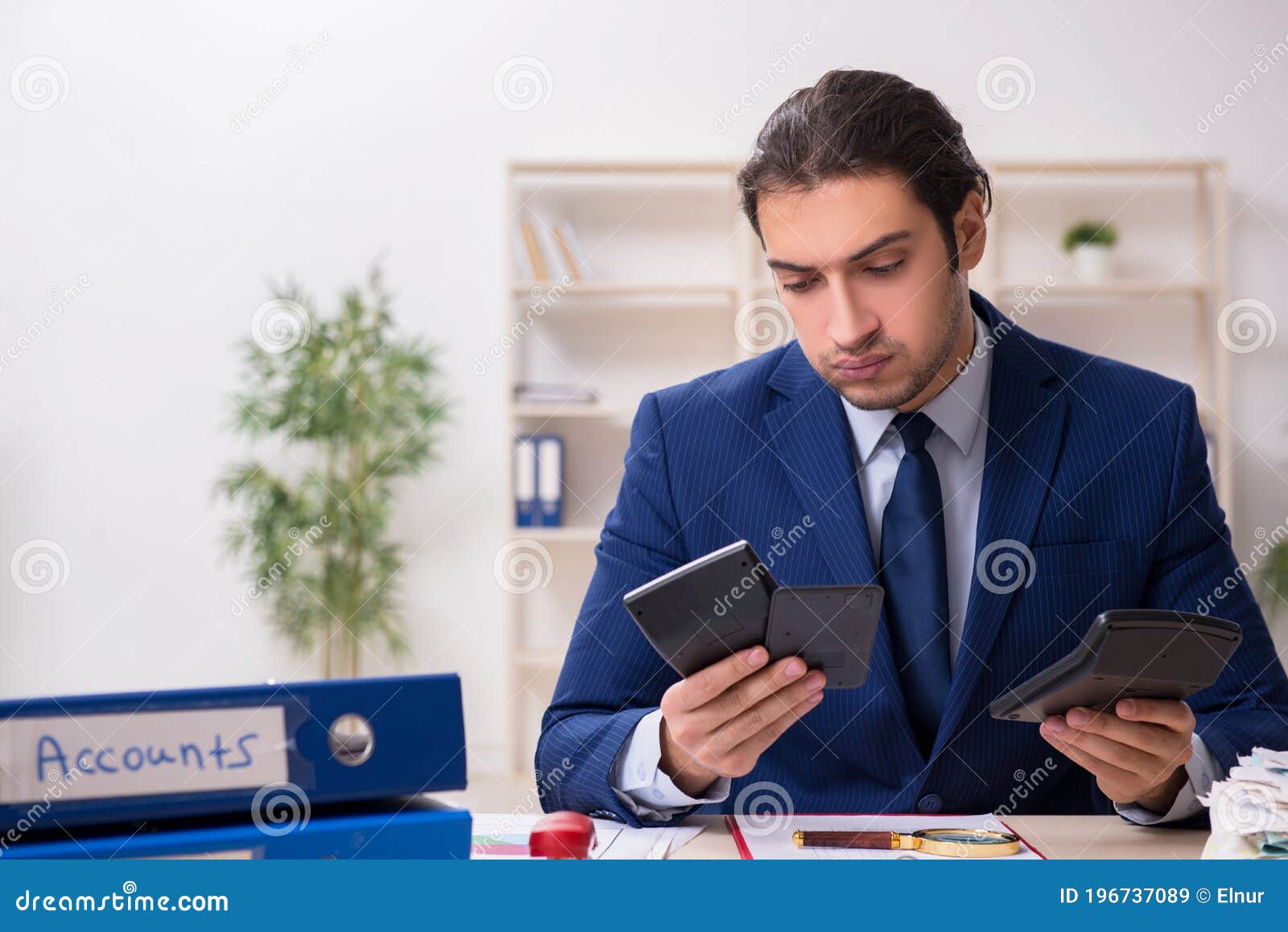 Young Male Financial Manager in the Office Stock Image - Image of ...