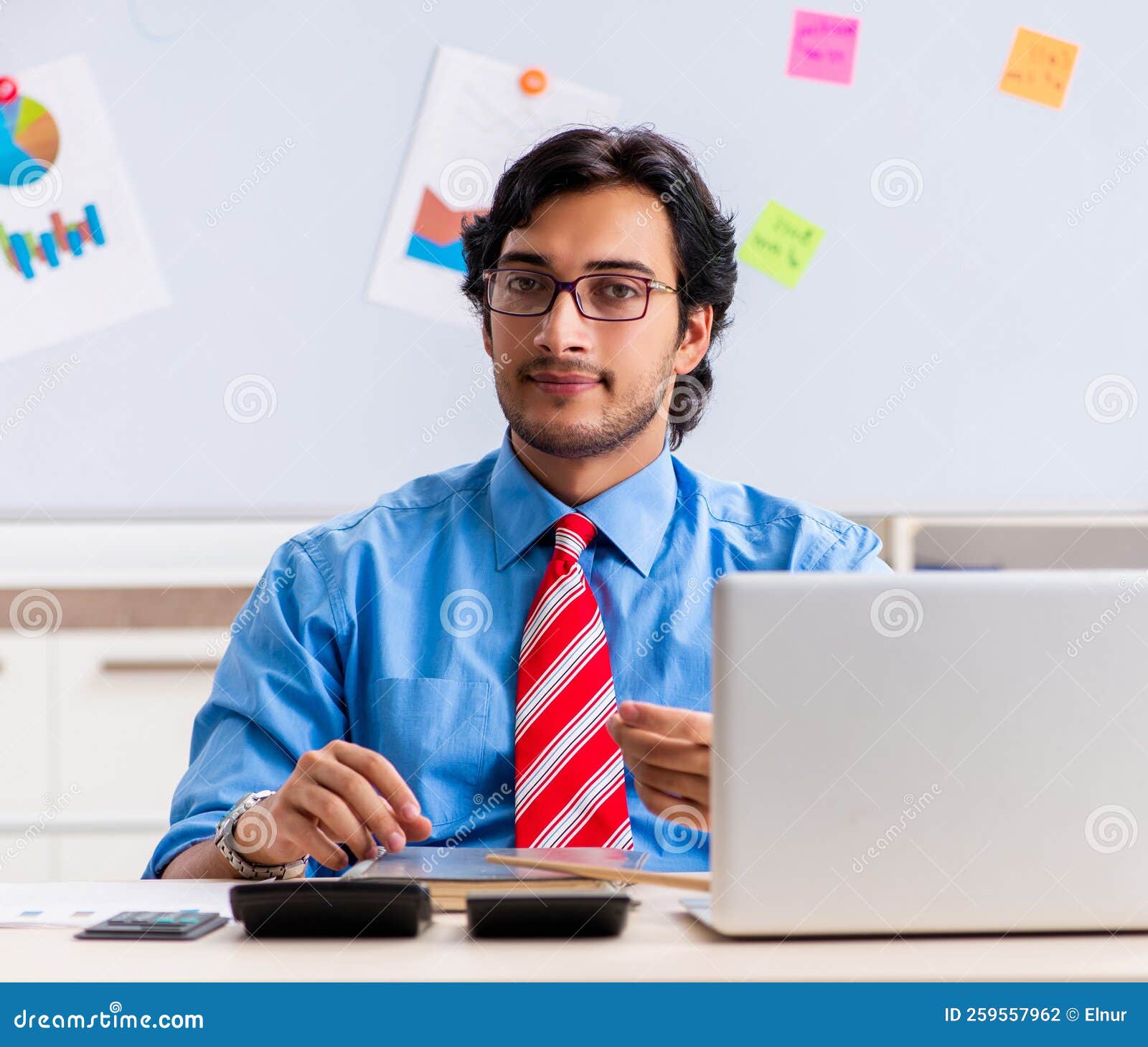 Young Male Financial Manager Working in the Office Stock Photo - Image ...