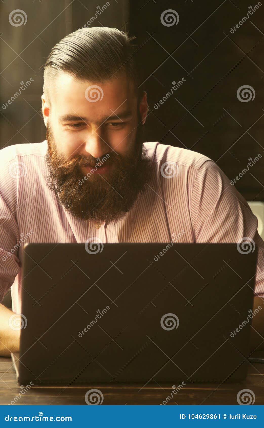 Young Male Freelancer Working With Laptop Computer Stock Image Image