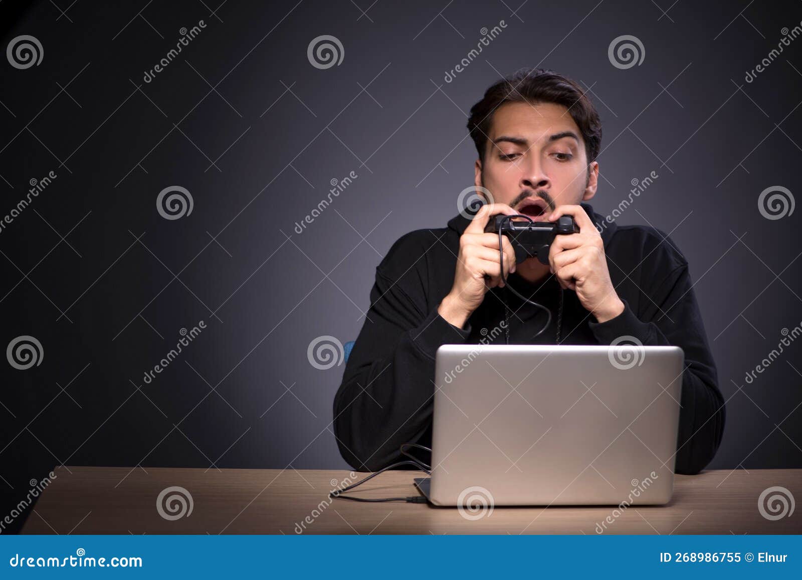 Young Male Gamer on Grey Background Stock Image - Image of grey ...