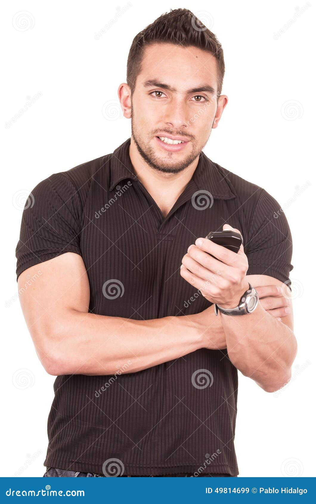 Young Male Handsome Referee Wearing Black Uniform Stock Image - Image ...