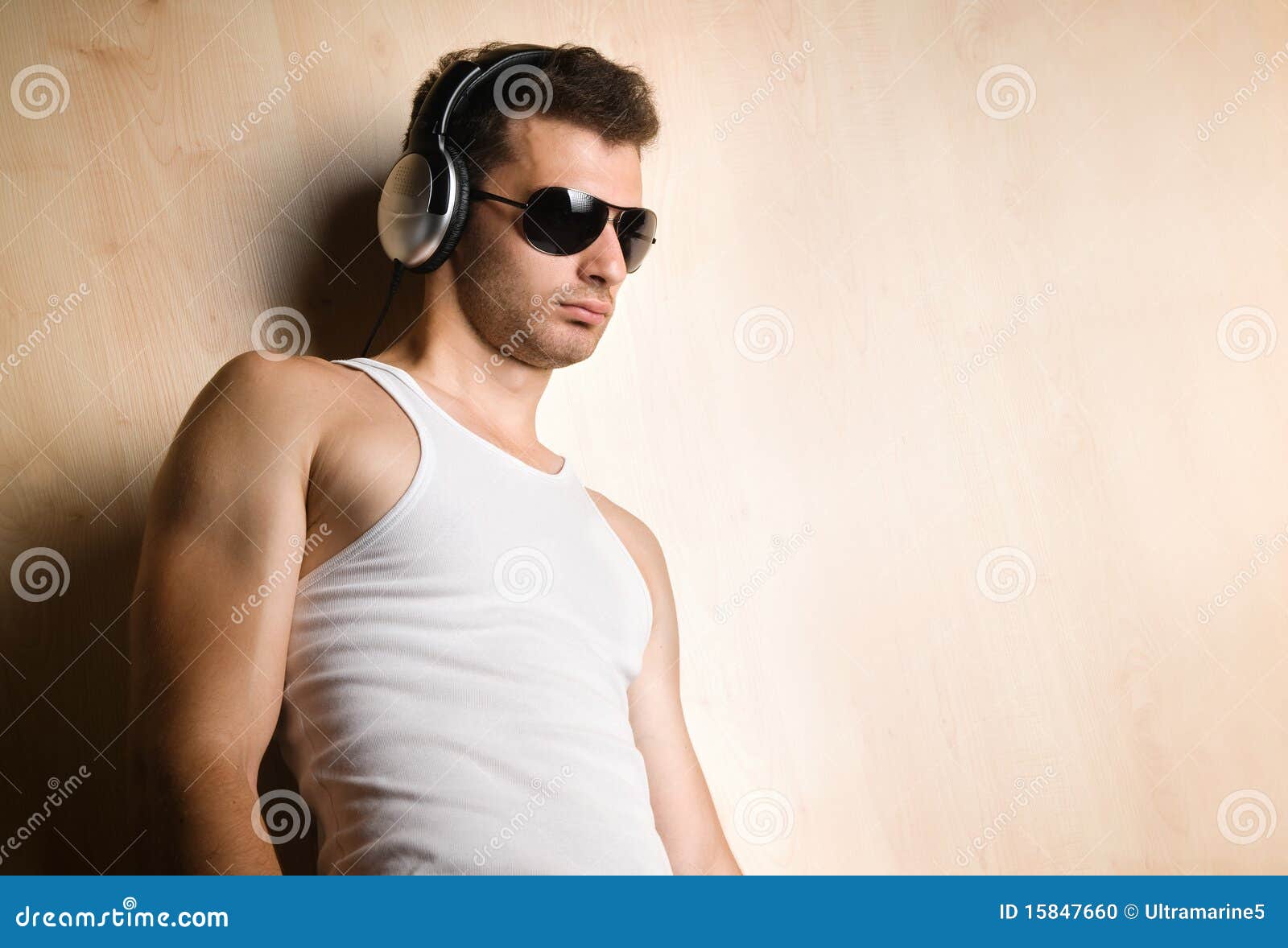 Young male with headphones stock photo. Image of urban - 15847660