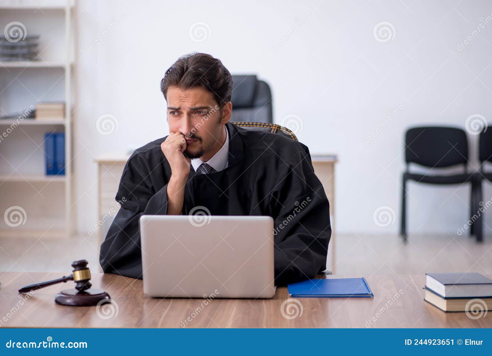 Young Male Judge Working in the Courthouse Stock Image - Image of judge ...