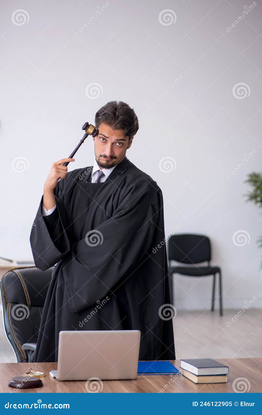 Young Male Judge Working in the Courthouse Stock Image - Image of ...