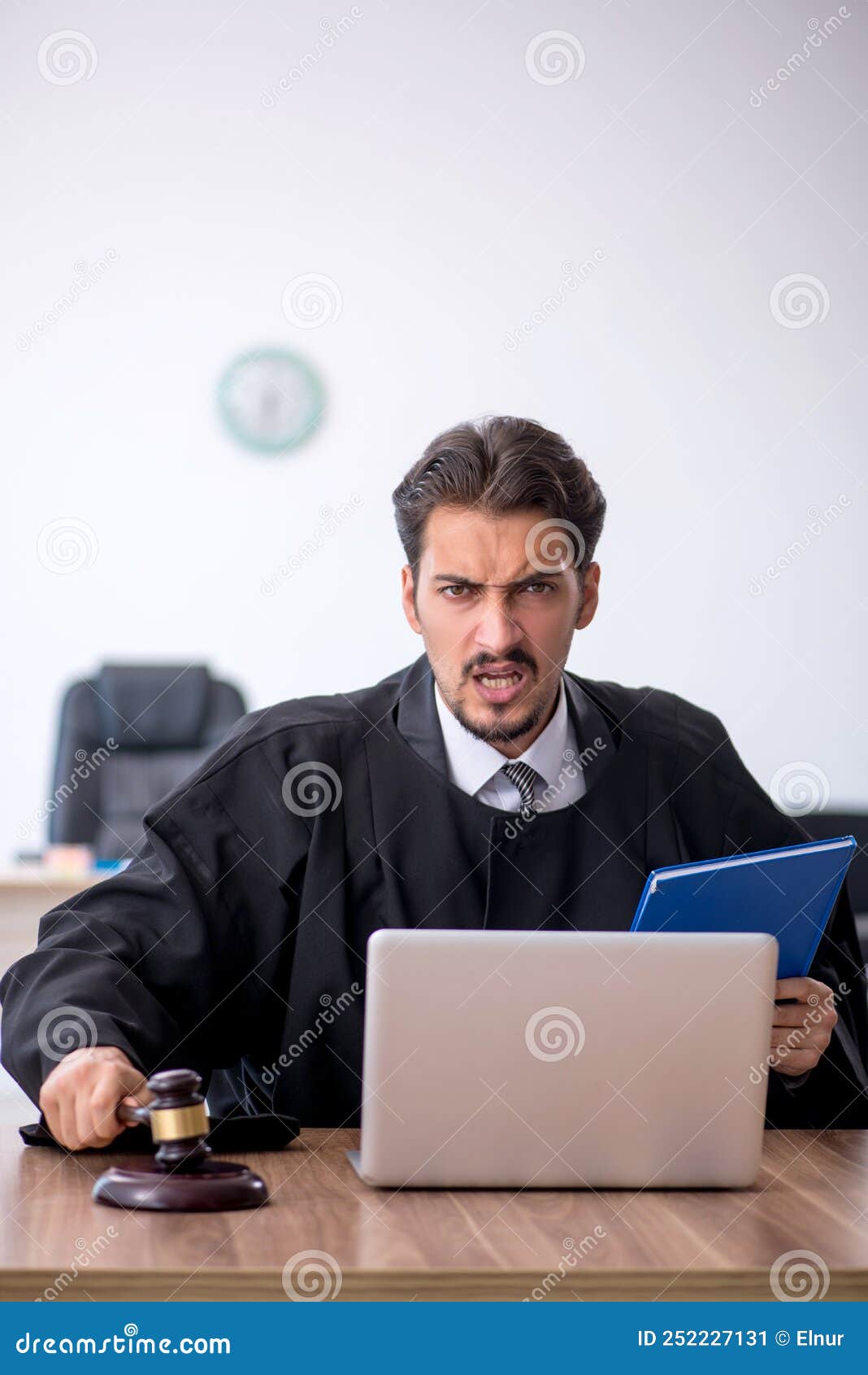 Young Male Judge Working in the Courthouse Stock Image - Image of ...