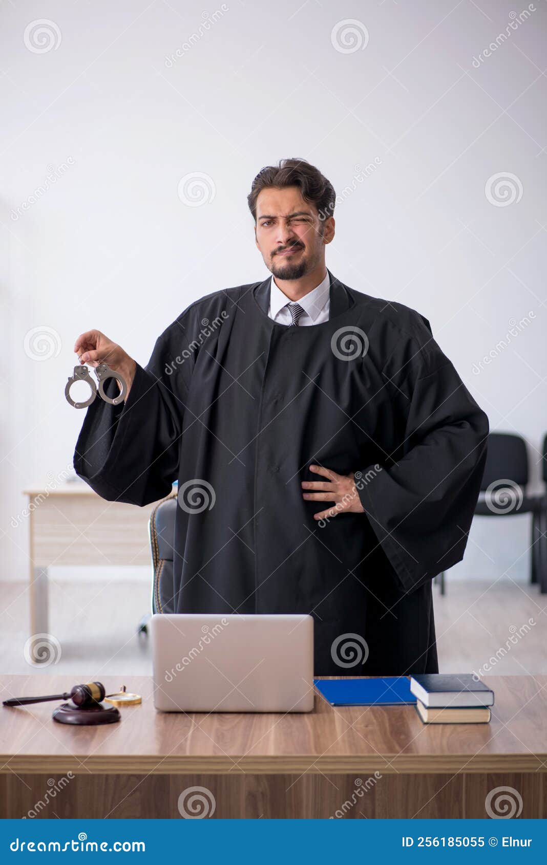 Young Male Judge Working in the Courthouse Stock Image - Image of gavel ...