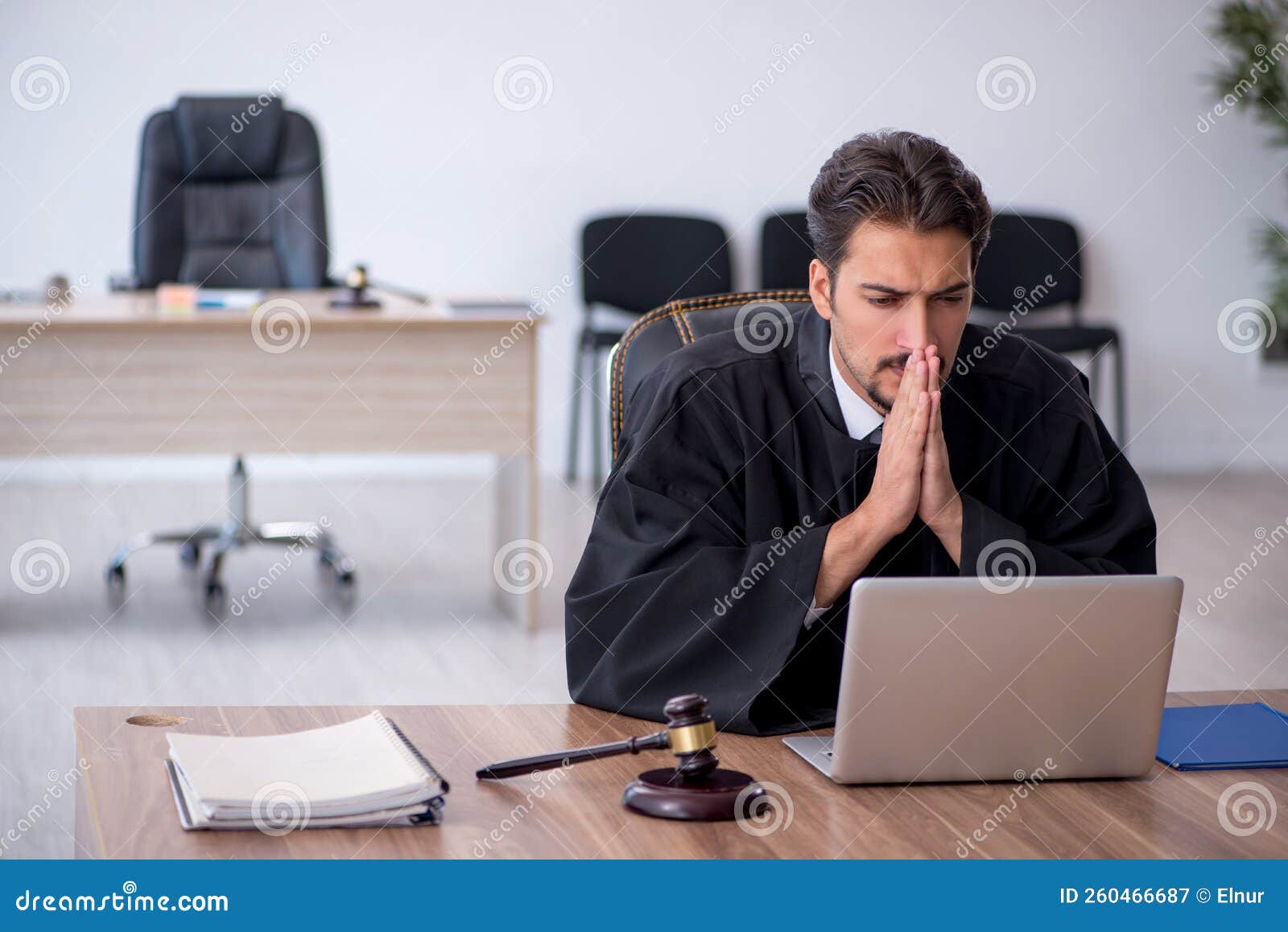 Young Male Judge Working in the Courthouse Stock Image - Image of judge ...