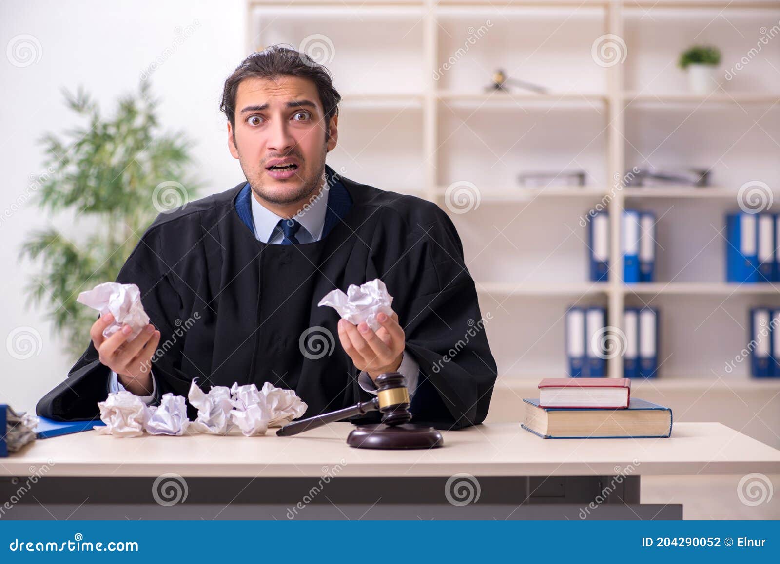 Young Male Judge Working in Courthouse Stock Photo - Image of mistake ...